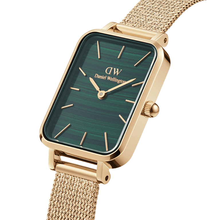 Quadro Pressed Evergold - Gold Watch with Green Dial | DW