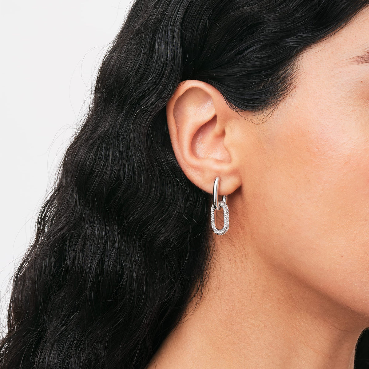 Crystal Link Earrings Silver | DW