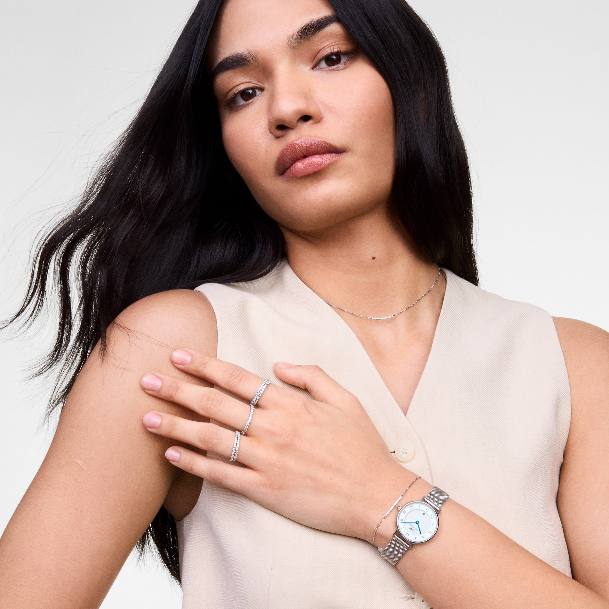 Iconic Link - Silver Watch with Pastel Pink Dial | DW
