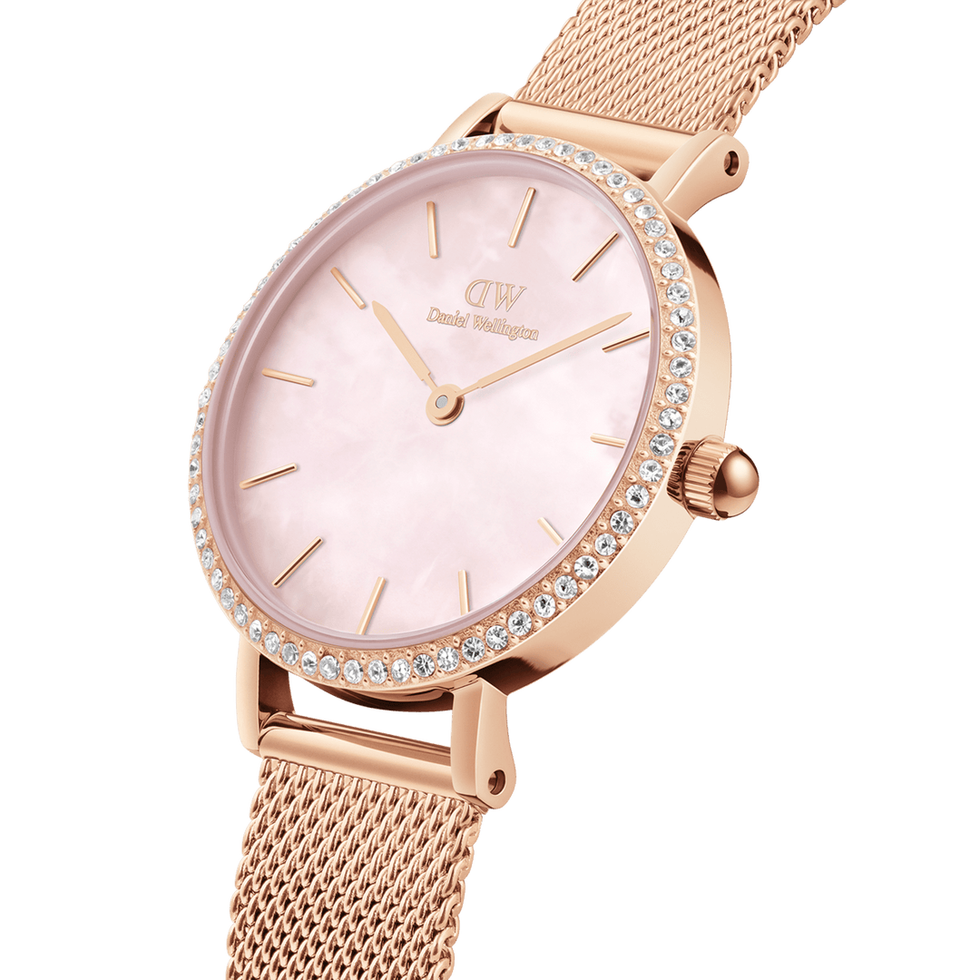 Petite Bezel pink MOP watch - with rose gold strap | DW